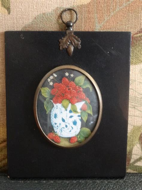 Early Brookpace Fine Art London Miniature Framed Blue & White Pitcher ...