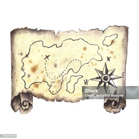 빈티지 빈티지 지도 보물섬 수채화 삽화는 손으로 단독으로 만들어집니다 배너 전단지 포스터용 인쇄물 스티커 엽서 및 티켓 어린이 해적 게임용 0명에 대한 스톡 벡터 아트 및