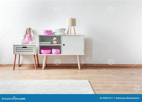 Plush Toy On Bedside Cabinet Stock Image Image Of Floor Empty 99367411