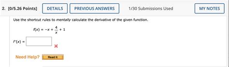Solved 2 [0 5 26 Points] 1 30 Submi Use The Shortcut Rules