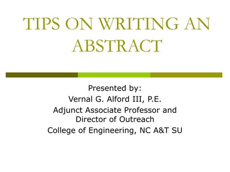 Ppt Tips On Writing An Abstract Powerpoint Presentation Free