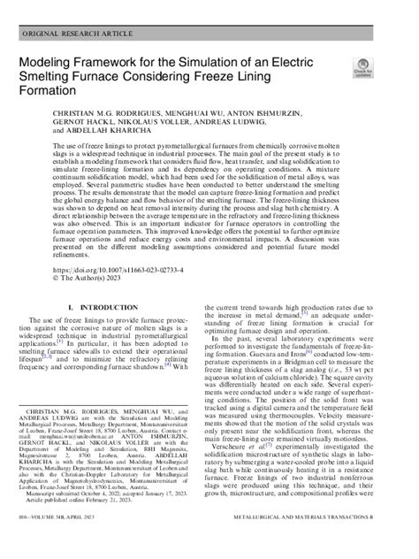 pdf modeling framework for the simulation of an electric smelting