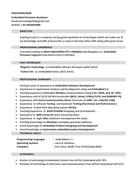 Resume Eb Pdf Embedded System Microcontroller