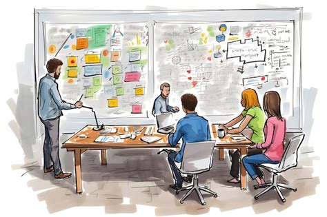 Collaborative Team Engaged In Agile Development Sprints Backlogs And