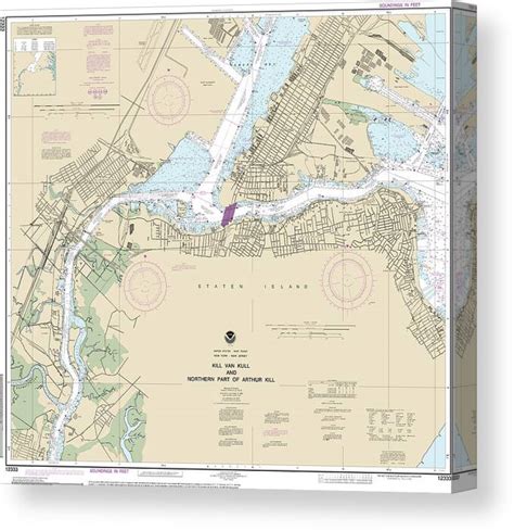 Nautical Chart 12333 Kill Van Kull Northern Part Arthur Kill Canvas