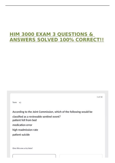 Him 3000 Exam 3 Questions And Answers Solved 100 Correct Him 3000