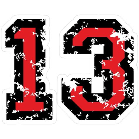 Number Thirteen No 13 Two Color Red Sticker Thirteenth Vinyl