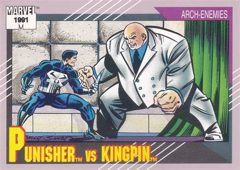 Marvel Universe 1991 Impel Card 102 Arch Enemies Punisher Vs Kingpin