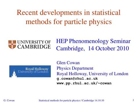 ppt recent developments in statistical methods for particle physics