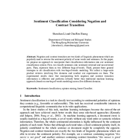 Sentiment Classification Considering Negation And Contrast Transition
