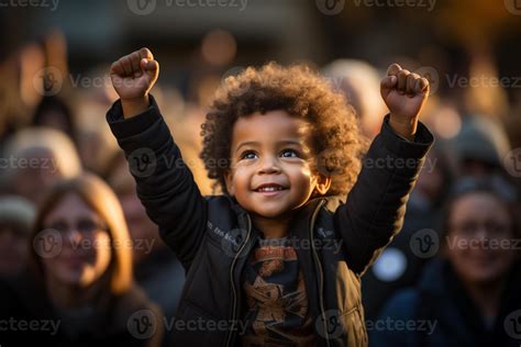 Ai Generated Little Black Boy With Raised Fist Black History Month