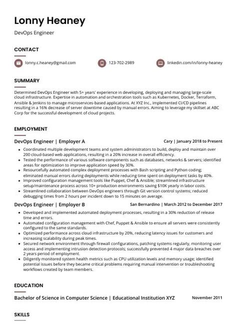 DevOps Engineer Resume CV Example And Writing Guide