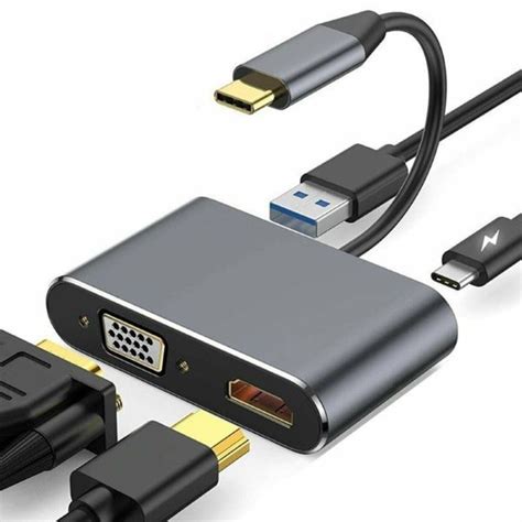Type C To HDMI K VGA USB And Type C Hub White Falcon