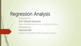 Regression Analysis By Akanksha Bali PPT