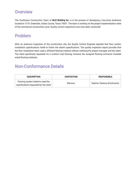 Simple Non Conformance Report Template Free PDF Word DOC Apple MAC Pages