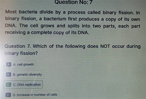 Solved Question No Most Bacteria Divide By A Process Called Binary Fission In Binary