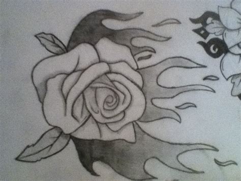 Flaming Rose Drawing By TearsStainedBlack DragoArt