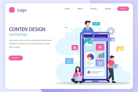 Ideas For Designer Content Ui Design Landing Page Website Flat Vector Template 12779016 Vector