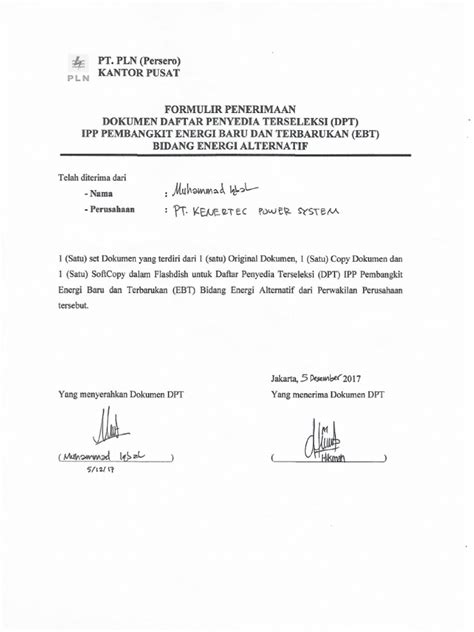 Form Penerimaan Dokumen Dpt Pdf