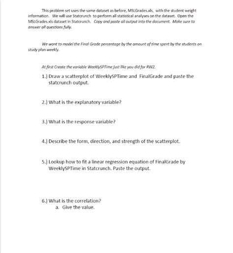 This Problem Set Uses The Same Dataset As Before Chegg