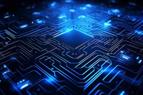 Premium Photo Dark Blue Circuit Microchip On Technology