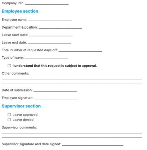 Free Time Off Request Form Templates