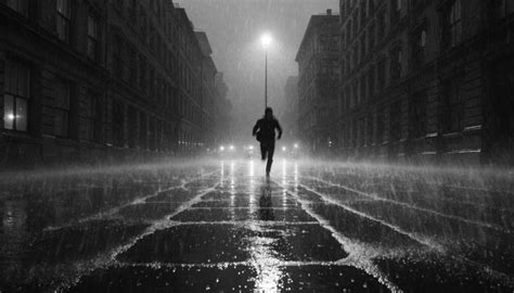 Free Rushing Through Rain Image Monochrome Runner Night Download