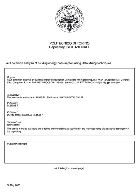 Pdf Fault Detection Analysis Of Building Energy Consumption Using