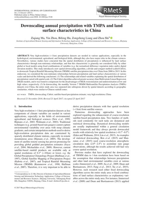 pdf downscaling annual precipitation with tmpa and land surface