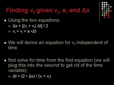 Kinematic Equations Important Kinematic Equations And Their Derivations