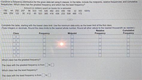 Solved Construct A Frequency Distribution For The Given Data