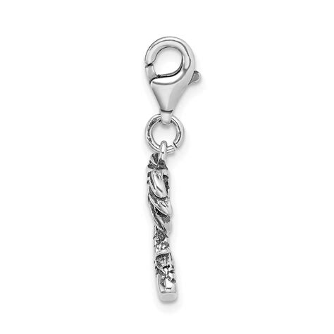 Sterling Silver Amore La Vita Rhodium Plated Polished 3 D Antiqued Palm