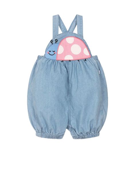 Chambray Overalls W Ladybug Detail Blue English Rabbit