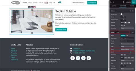 Customize Menu And Appearances In Odoo Website Builder Odoo V Enterprise Edition Book