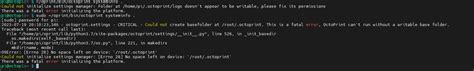 the octoprint server is currently not running after touchscreen install