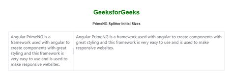 Angular Primeng Splitter Initial Sizes Geeksforgeeks