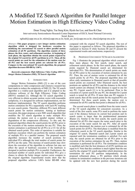 Pdf A Modified Tz Search Algorithm For Parallel Integer Motion