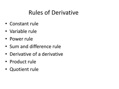 Rules Of Derivatives PPTX Physics Science