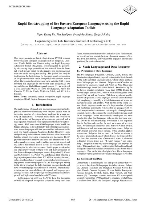 Pdf Rapid Bootstrapping Of Five Eastern European Languages Using The Rapid Language Adaptation