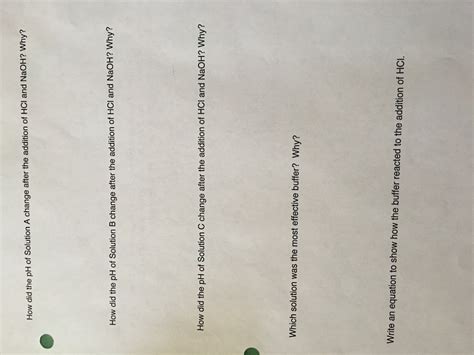 Solved How Did The PH Of Solution A Change After The Chegg