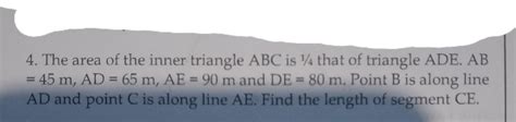 Solved 4 The Area Of The Inner Triangle Abc Is 1 4 That Of