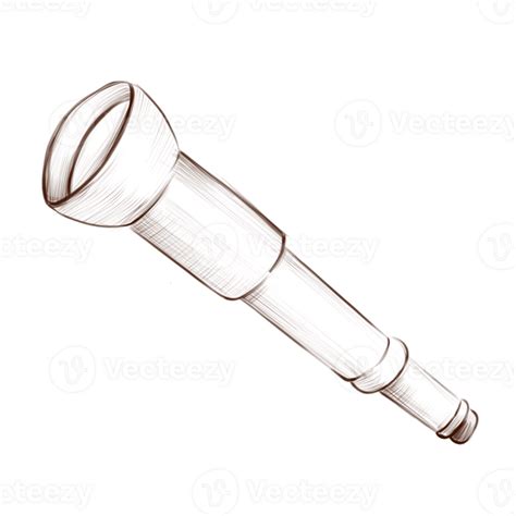 Spyglass Freehand Drawing Vintage Freehand Line Black Ink Hand Drawn Logo Emblem Pictogram