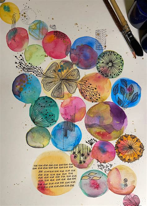 Original Artwork Watercolor Circle Colorful Vibrant Etsy