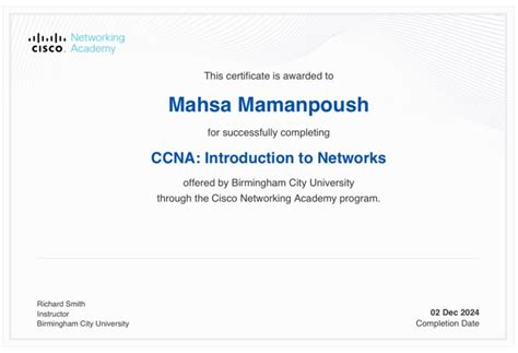 mahsa mamanpoush on linkedin ccna networking cybersecurity