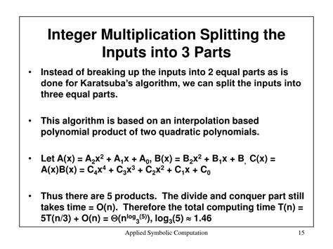 ppt applied symbolic computation cs 300 karatsuba s algorithm for