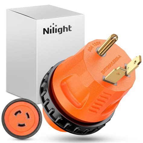 Nilight 30 Amp To 30 Amp Rv Power Adapter Twist Locking Connector Tt 30p To L5 30r 30a Male Plug