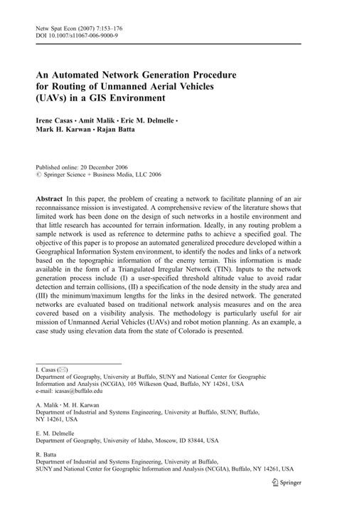 Pdf An Automated Network Generation Procedure For Routing Of Unmanned