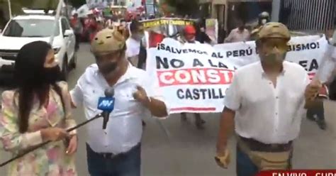 March Against Pedro Castillo Government As Part Of The Anniversary Of