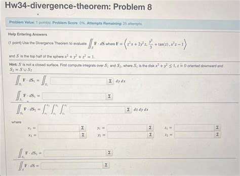 Solved Help Entering Answers 1 Point Use The Divergence Chegg Com