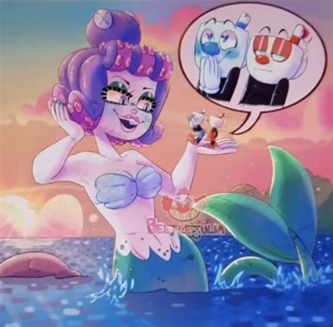 Cala Maria Cartoon Mermaid With Bubbles Cuphead Cala Maria Fanart